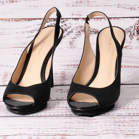 Pella Moda | Shoes | Pella Moda Sling Back Satin Black Pump Size 65 ...